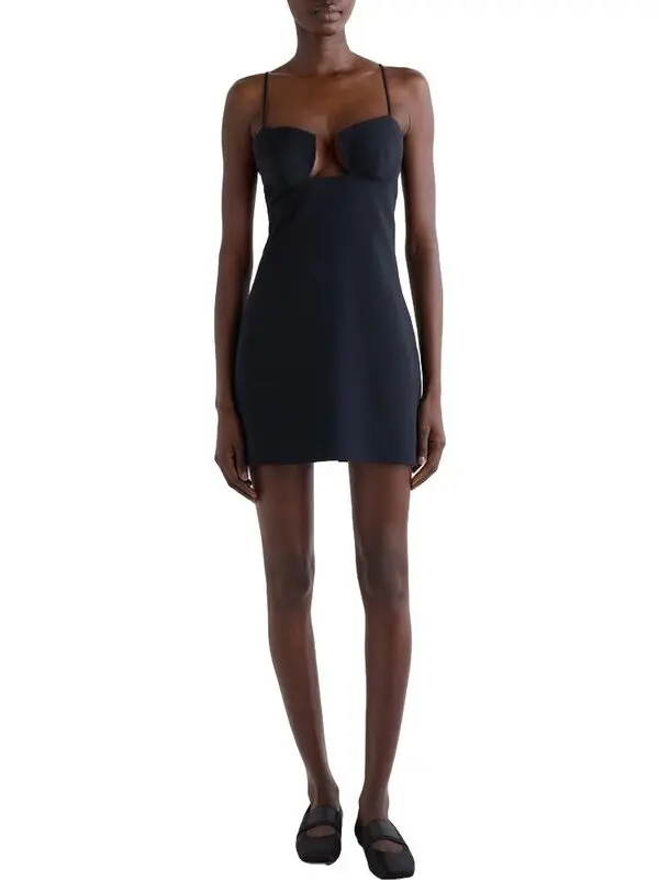 Givenchy Cutaway Satin Mini Dress - Black