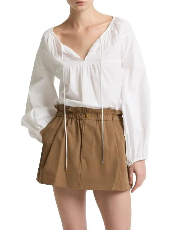 Vince Tie Neck Poplin Top - Optic White