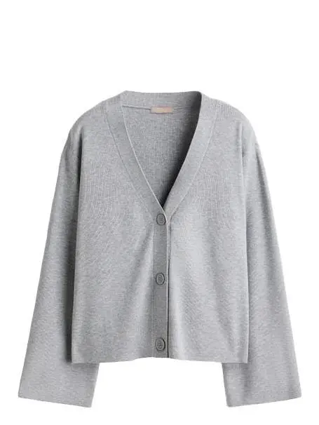 H&m Fine-knit V-neck Cardigan - Gray Melange