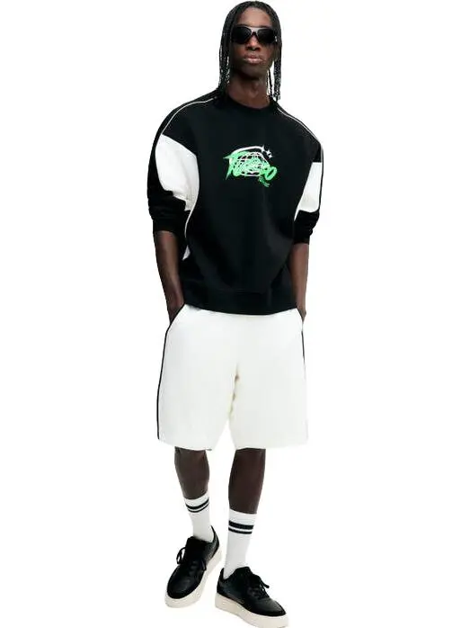 H&m Relaxed-fit Mesh Shorts With Contrast Piping - White