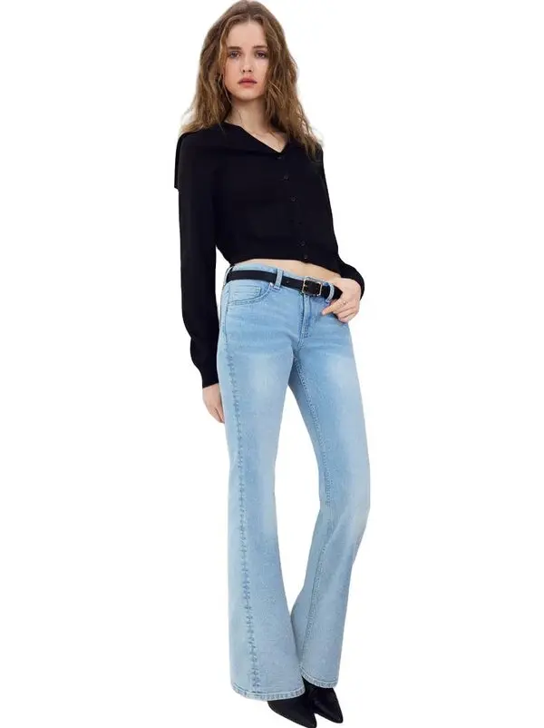H&m Flared Low Jeans - Light Denim Blue