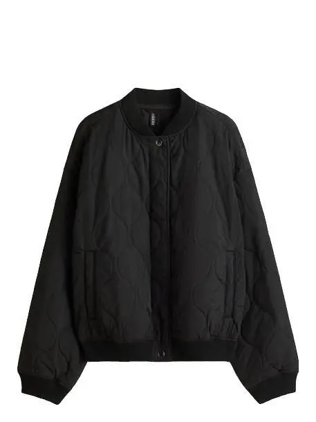 H&m Quilted Bomber Jacket - Black