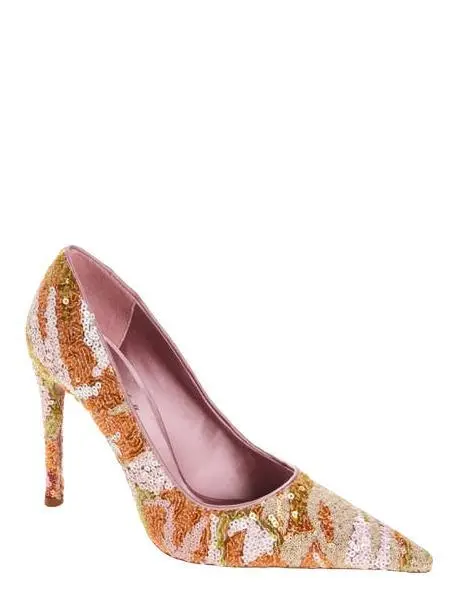 Jeffrey Campbell Sequin Pointed Toe Stiletto Pumps - Light Pink Satin Combo