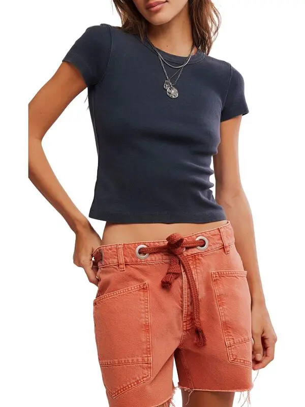 Free People Atlas Cropped T-shirt - Black