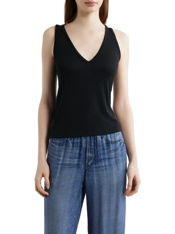 Rag & Bone The Knit V-neck Tank - Black