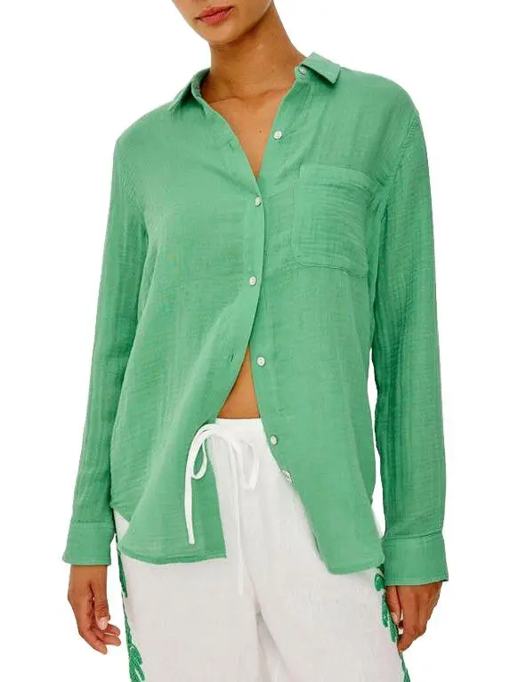 Rails Ellis Organic Cotton Gauze Button-up Shirt - Clover