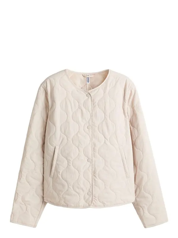 H&m Quilted Nylon Jacket With Round Neckline - Powder Pink