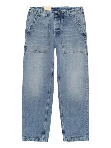 FORTELA Vietnam Inspired Bleach Wash Denim Pants - Blue