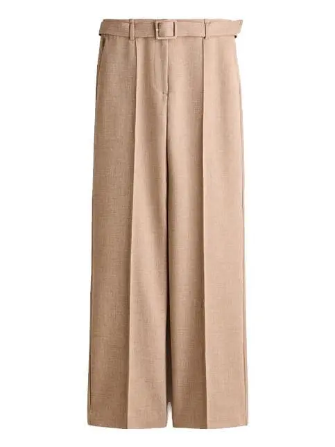 H&m Belted Tailored Trousers - Beige