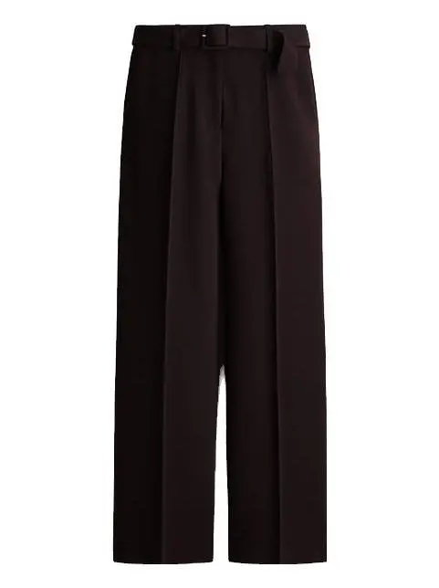 H&m Belted Tailored Trousers - Dark Brown