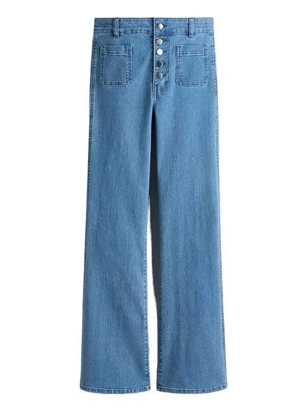 H&m Flared Leg High Waist Jeans - Denim Blue