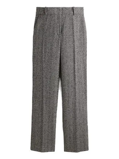H&m Tailored Straight Leg Trousers - Gray/herringbone-patterned