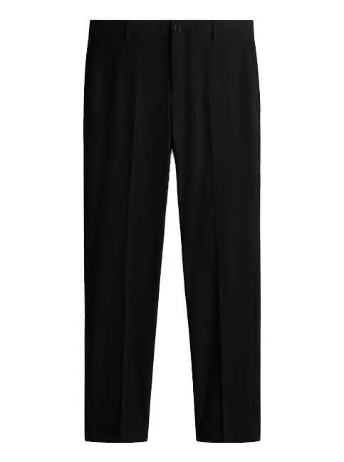 H&m Slim Fit Tailored Trousers With Creased Legs - Black
