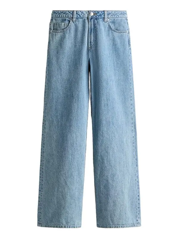 H&m Wide Leg High Waist Jeans - Denim Blue