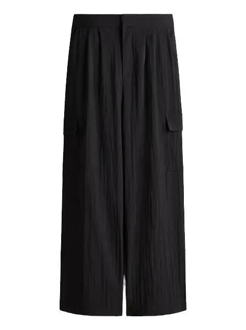 H&m Wide Leg Cargo Trousers - Dark Gray