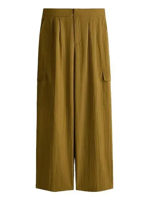 H&m Wide Leg Cargo Trousers - Golden Olive