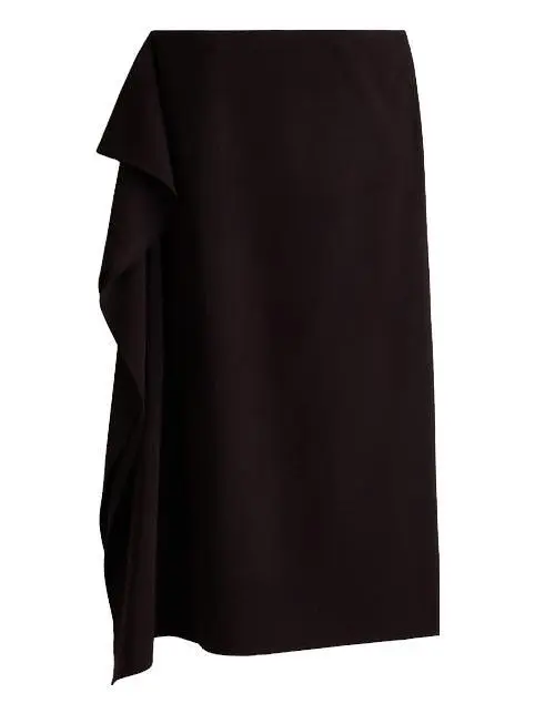 H&m Flounced Midi Skirt - Dark Brown