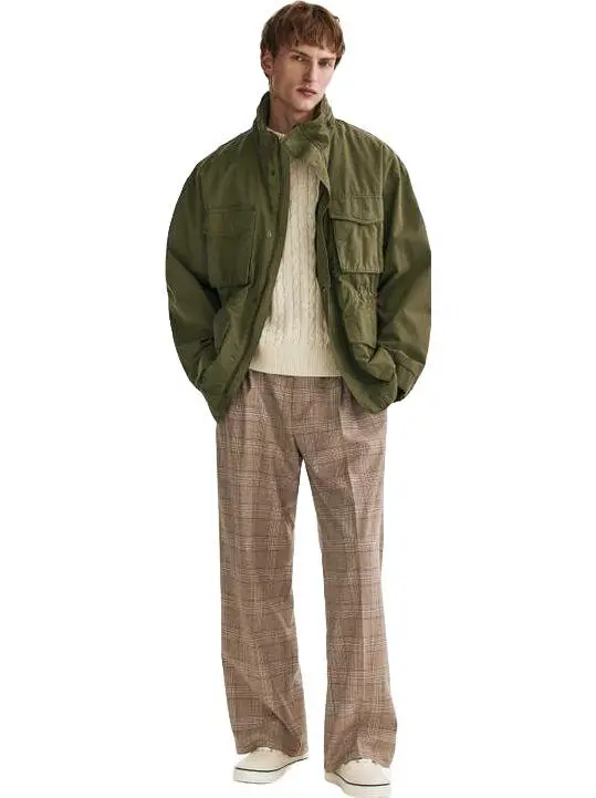 H&m Loose-fit Tailored Plaid Pants - Beige/plaid