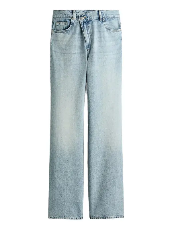 H&m High Waist Straight Leg Jeans - Light Denim Blue