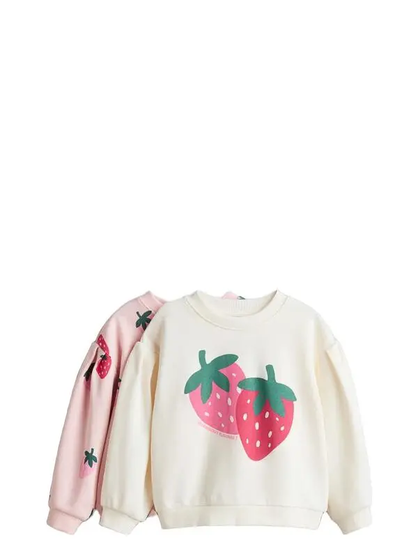 H&m Pack Of Two Printed Sweatshirts - Light Pink/strawberries