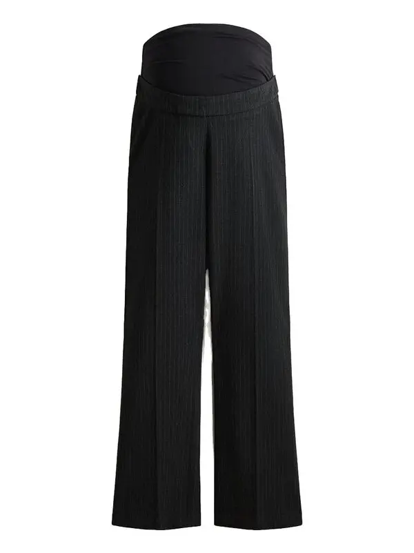 H&m Mama Bootcut Trousers - Dark Gray Melange/pinstriped