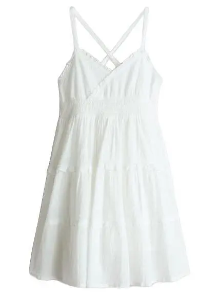 H&m Tiered Cotton Dress With Ruffle Trim - White