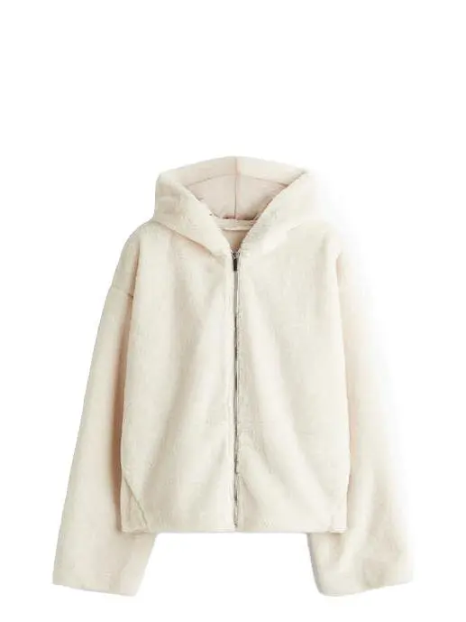 H&m Zip-through Hooded Jacket - Cream