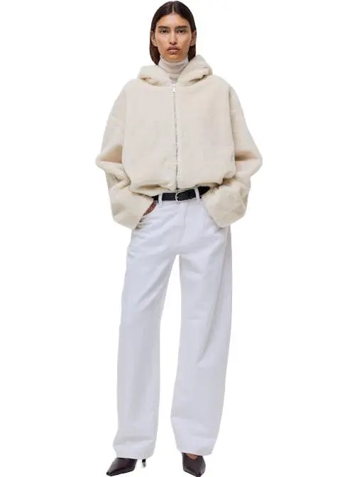 H&M Zip-through Hooded Fleece Jacket - Cream