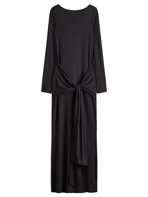 H&m Tie-detailed Jersey Maxi Dress - Black