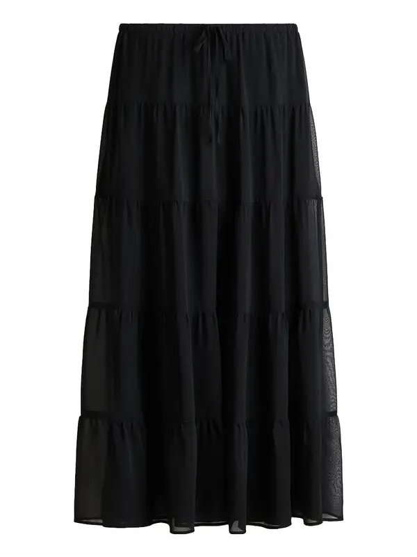 H&m Tiered Maxi Skirt - Black
