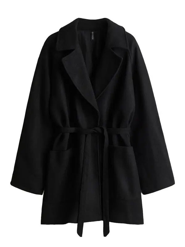 H&m Tie-belt Coat - Black