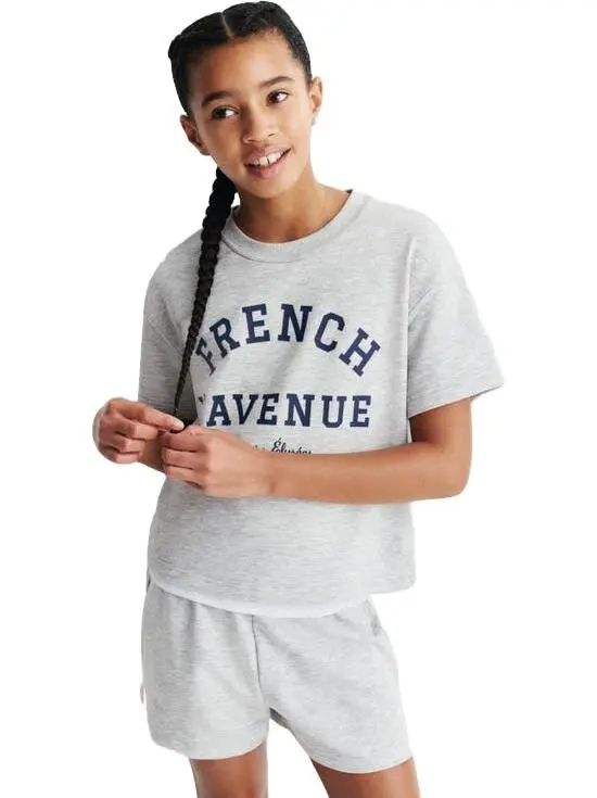 H&m Printed Sweatshirt Fabric Set - Light Gray Melange