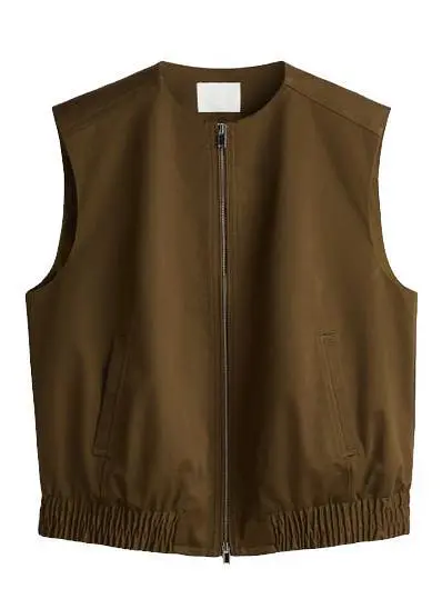H&m Twill Gilet - Dark Golden Olive