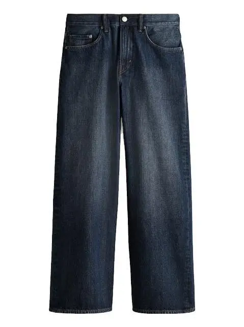 H&m Wide Leg Denim Jeans - Dark Denim Blue