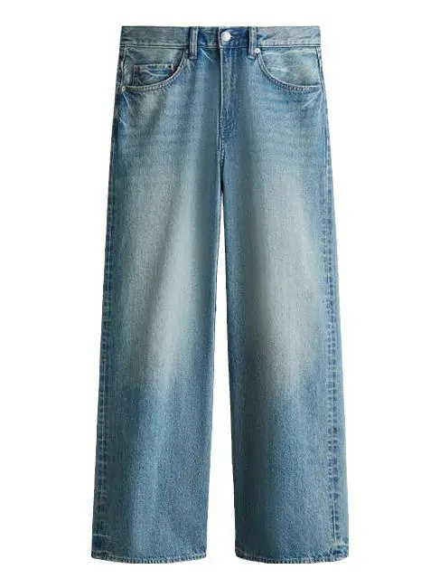 H&m Wide Leg Denim Jeans - Light Denim Blue