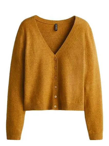 H&m V-neck Cardigan - Dark Mustard Yellow