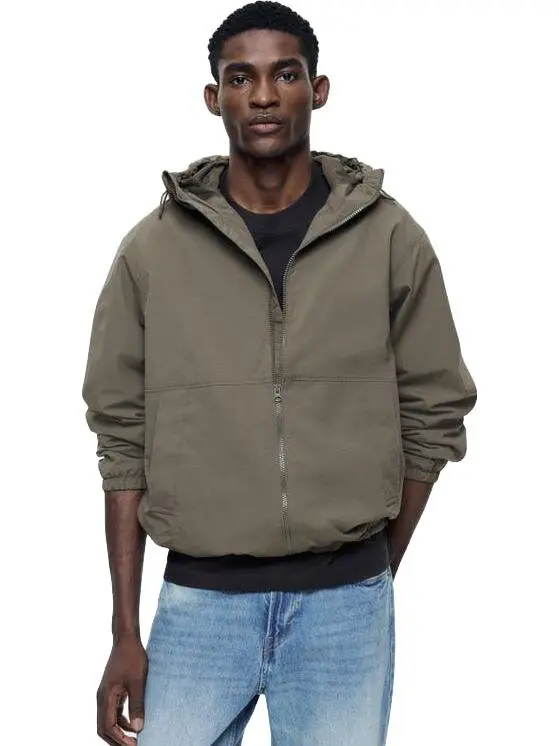 H&m Water-repellent Hooded Windbreaker - Dark Taupe