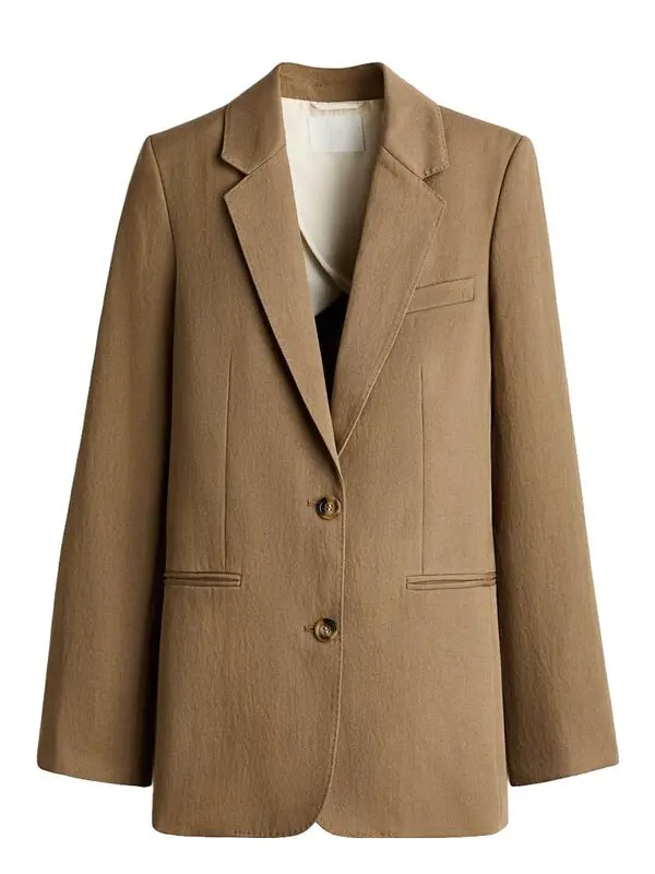 H&m Single-breasted Blazer With Notch Lapels - Dark Beige