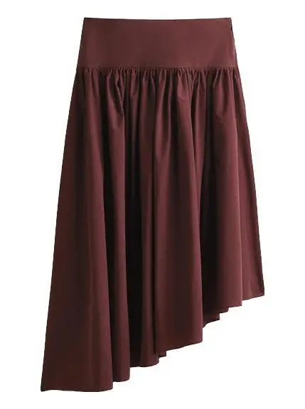 H&m Asymmetric Midi Skirt - Dark Brown