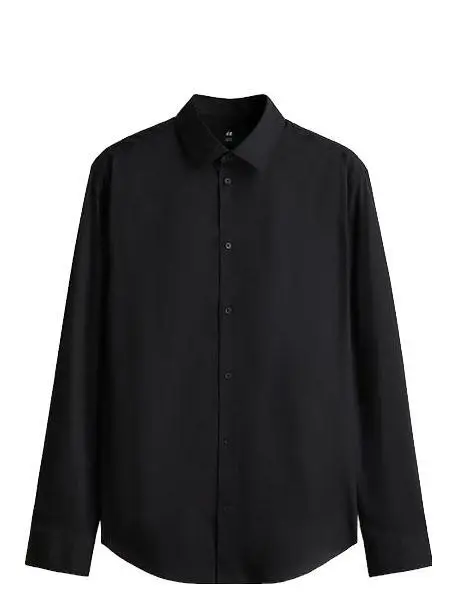 H&m Slim Fit Stretch Shirt - Black