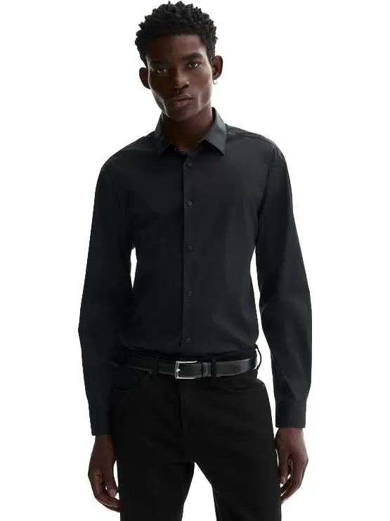 H&M Slim-fit Stretch Shirt - Black