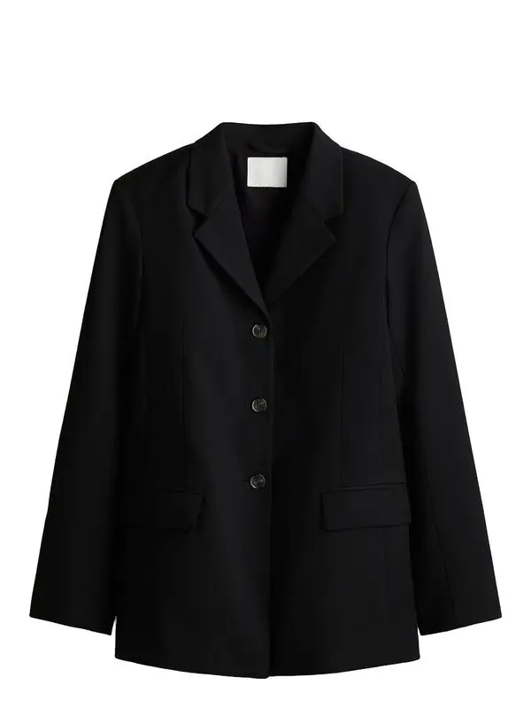 H&m Single-breasted Blazer With Notched Lapels - Black