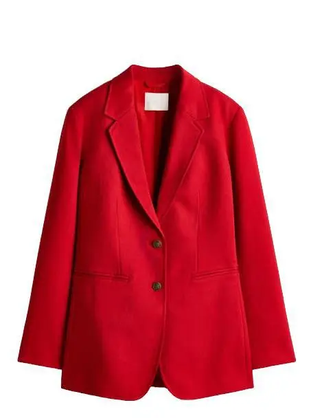 H&m Single-breasted Blazer With Motif Buttons - Red