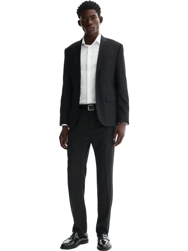 H&M Slim Fit Suit Trousers With Creased Legs - Black