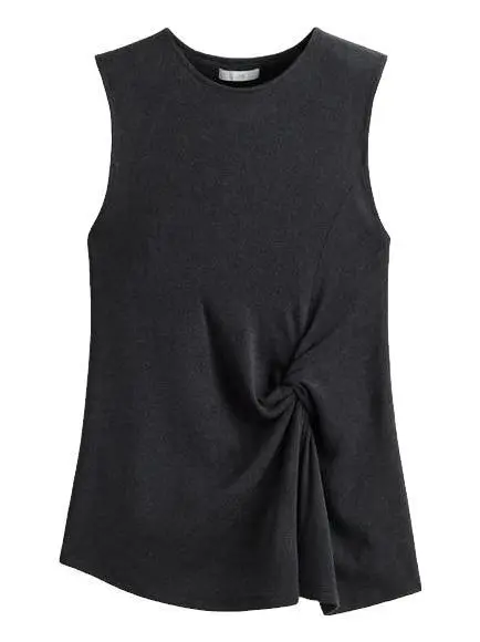 H&m Vest Top With Twisted Detail - Dark Gray Melange