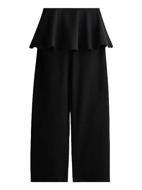 H&m Layered Barrel-leg Trousers With Flared Skirt Detail - Black