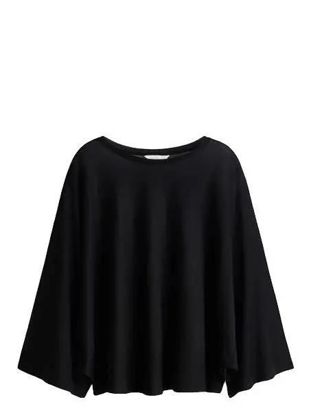 H&m Batwing-sleeved Sheer Jersey Top - Black
