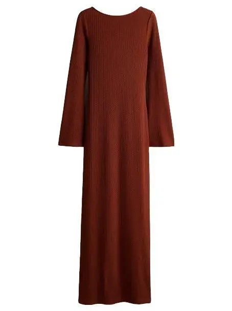 H&m Textured Knit Maxi Dress - Brown
