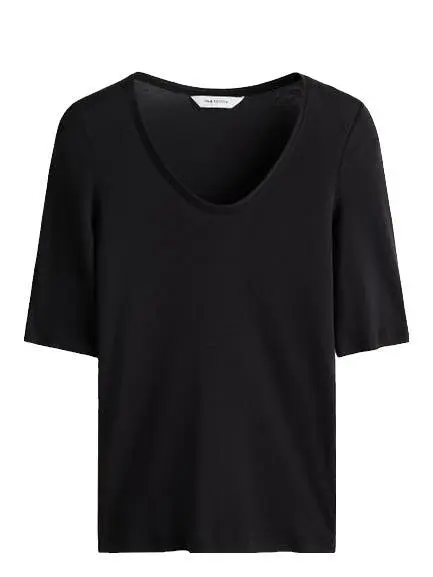 H&m Pima Cotton Scoop Neck Top - Black