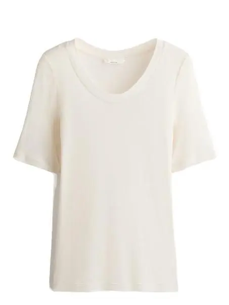 H&m Scoop Neck Pima Cotton T-shirt - Ivory